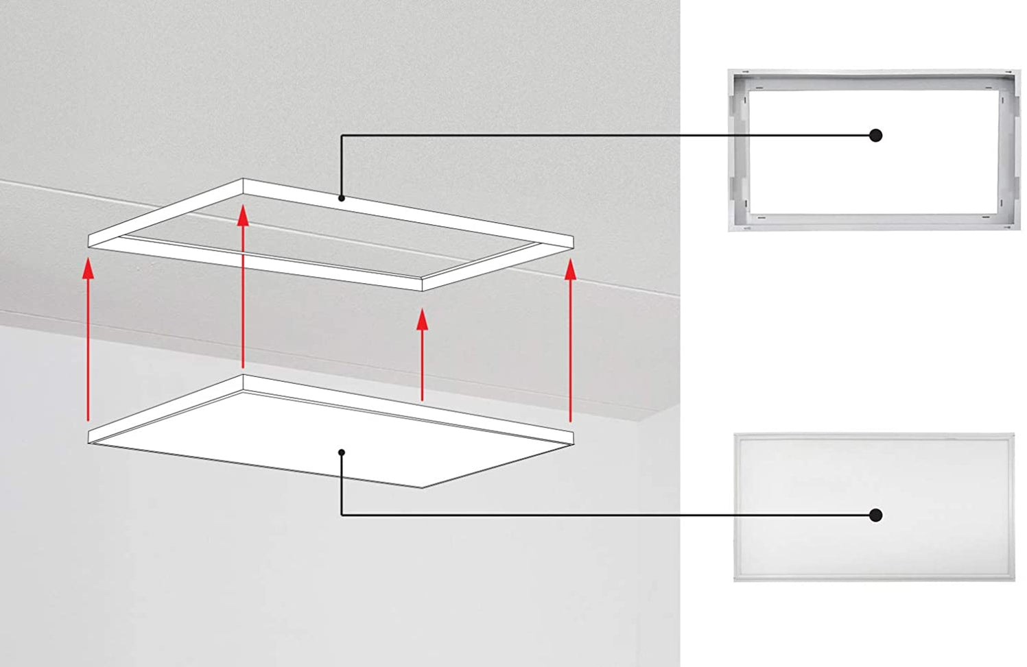 2x4 Flat Panel LED Surface Mounting Frame Kit Low Profile — LED WAREHOUSE